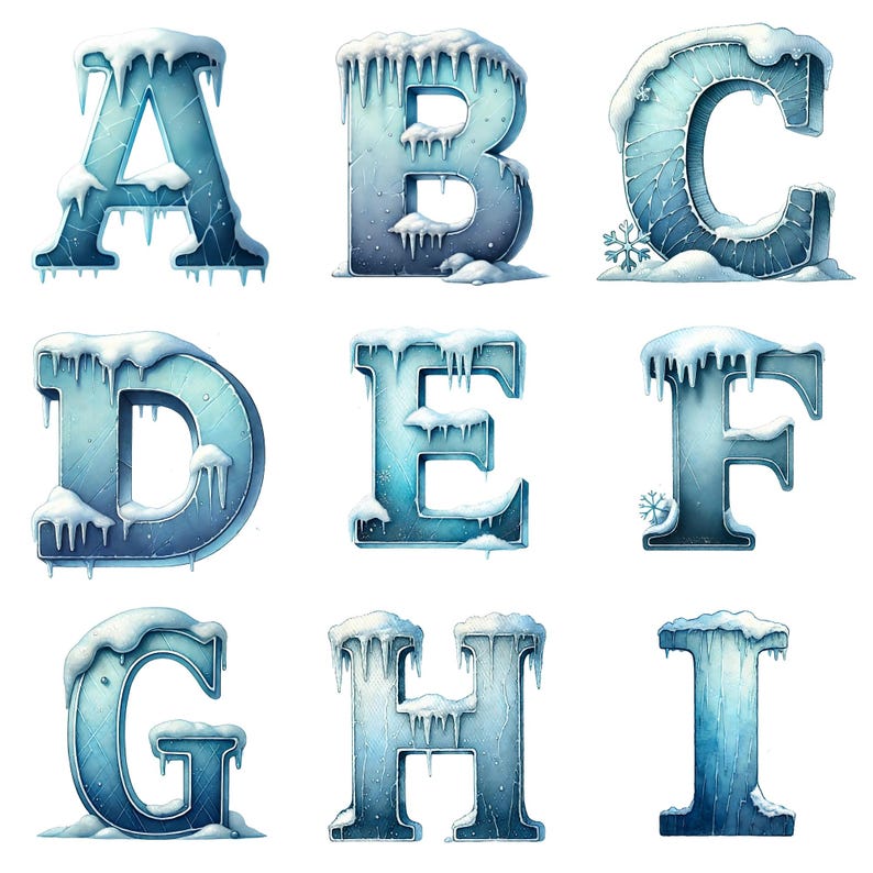 Frozen Alphabet A to Z, Watercolor Clipart, Commercial Use - Etsy