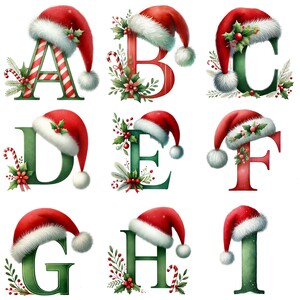 Alphabet A to Z With Santa Hat, Watercolor Clipart, Commercial Use - Etsy