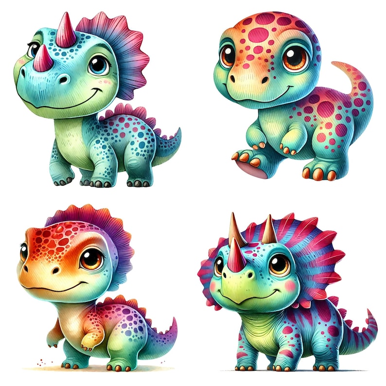 21 PNG, 300 DPI, Cute Dinosaur, Watercolor Clipart, Commercial Use - Etsy