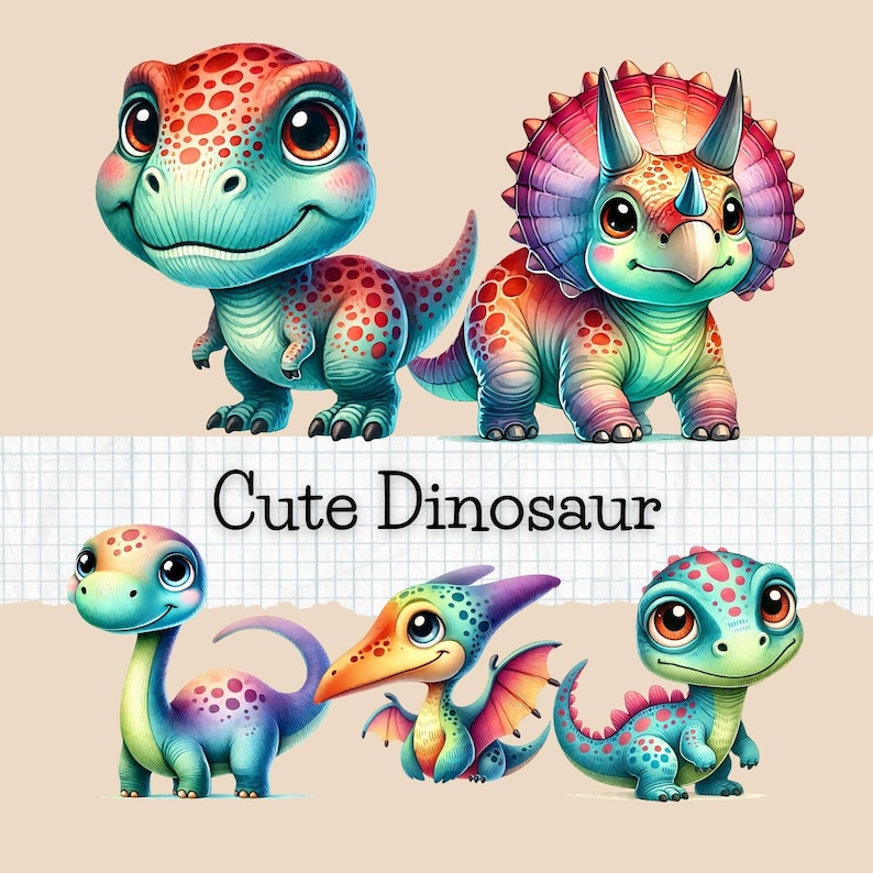 21 PNG, 300 DPI, Cute Dinosaur, Watercolor Clipart, Commercial Use - Etsy