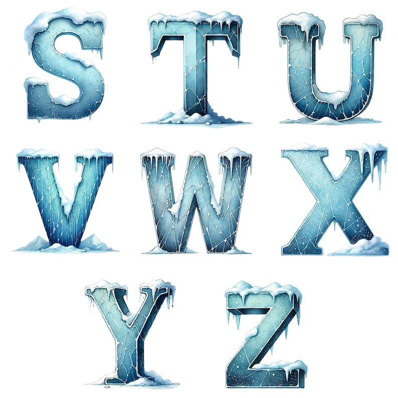 Frozen Alphabet A to Z, Watercolor Clipart, Commercial Use - Etsy