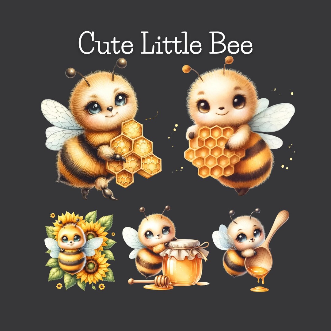 12 PNG, 300 DPI, Cute Little Bee, Watercolor Clipart, Commercial Use - Etsy