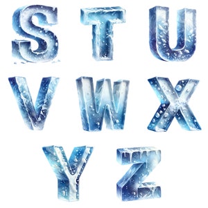 Ice Alphabet A to Z, Watercolor Clipart, Commercial Use - Etsy