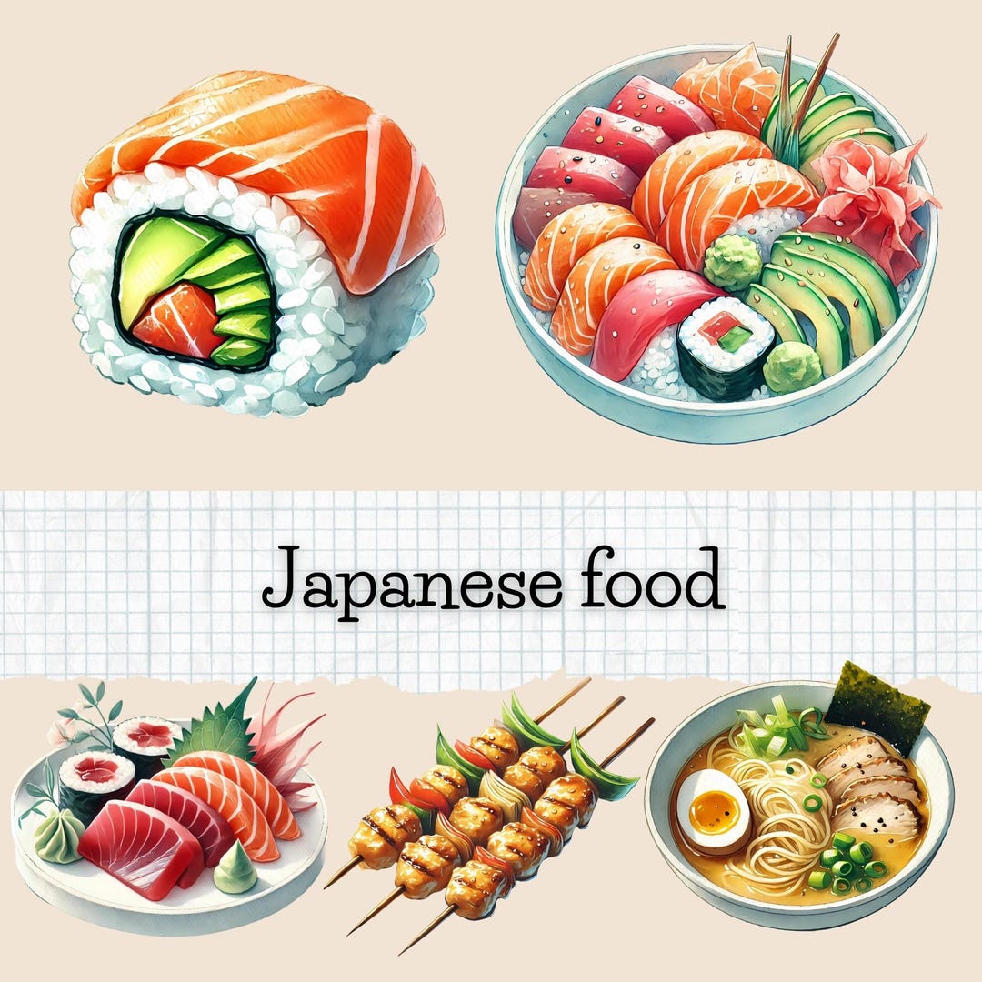 Japanese Food, Watercolor Clipart, Commercial Use - Etsy