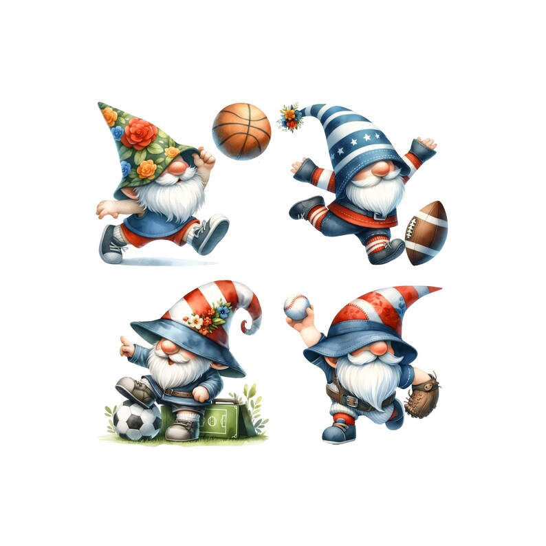 Sports Gnome Watercolor Clipart: Invitation Design (PNG, 300 DPI) - Etsy