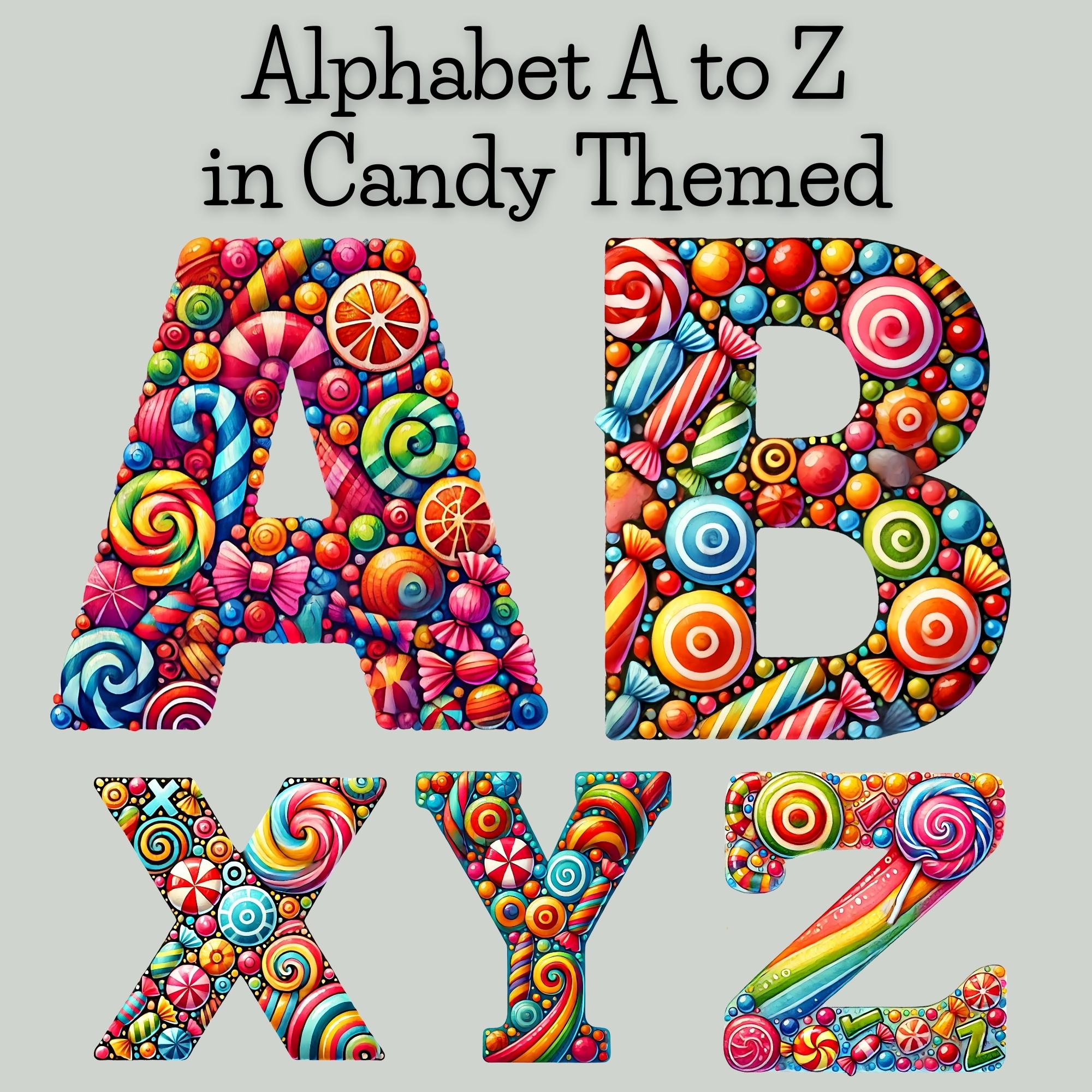 Candy Alphabet Clipart: Watercolor Letters A-Z (PNG, Commercial Use) - Etsy