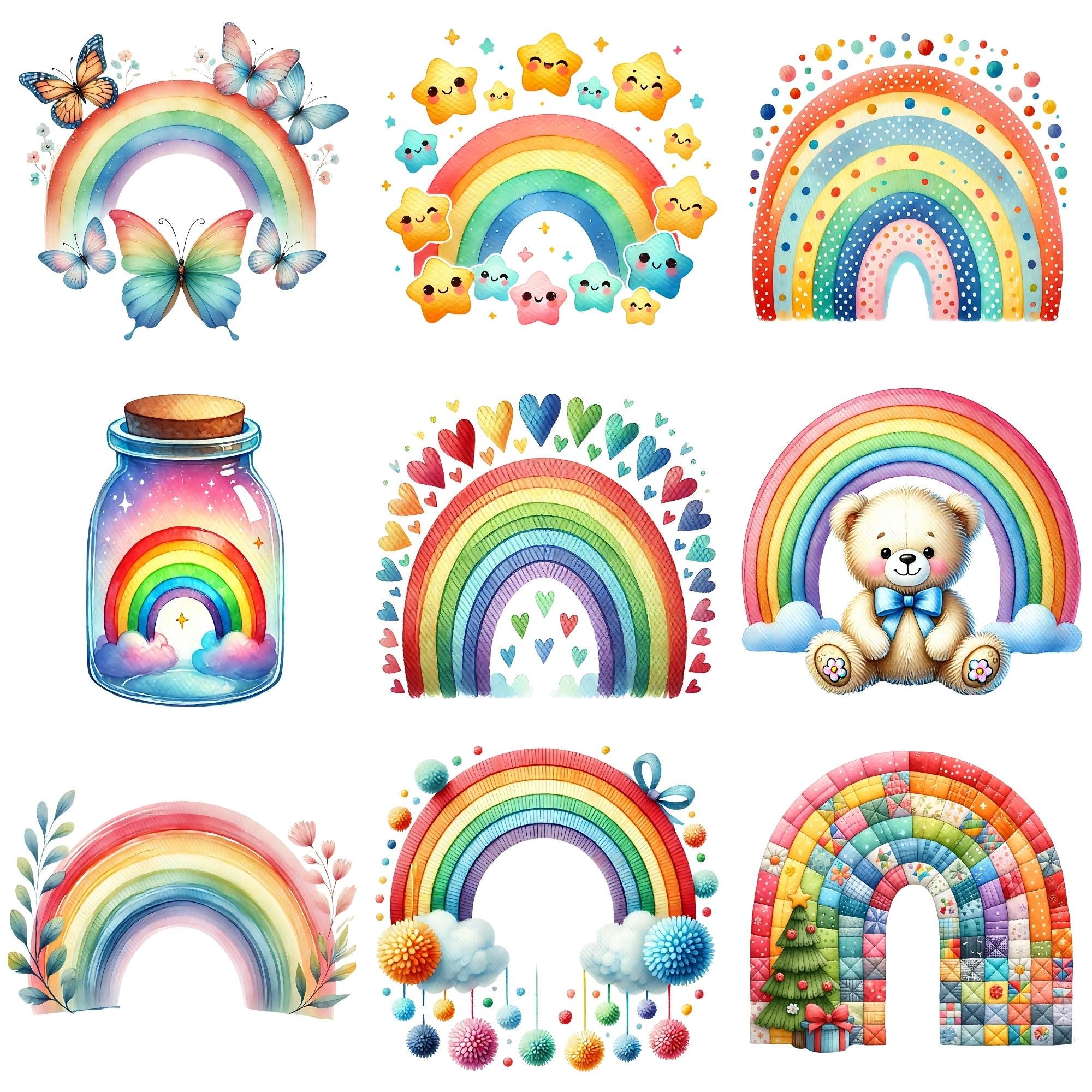 25 PNG, 300 DPI, Rainbow, Watercolor Clipart, Commercial Use - Etsy