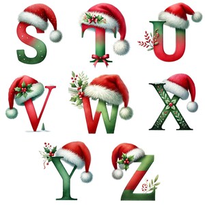 Alphabet A to Z With Santa Hat, Watercolor Clipart, Commercial Use - Etsy