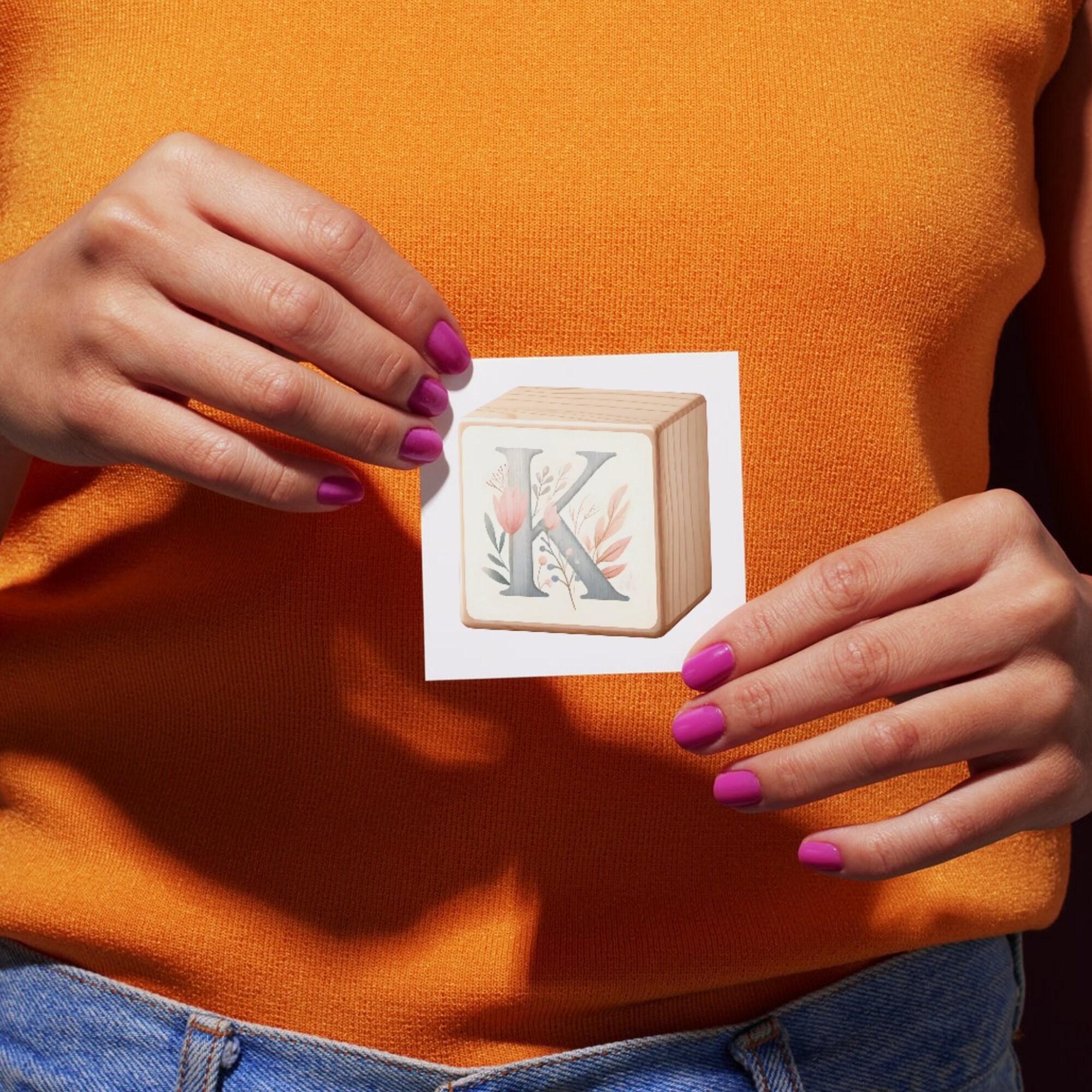 Alphabet A to Z Square Wooden Block, Watercolor Clipart, Commercial Use ...