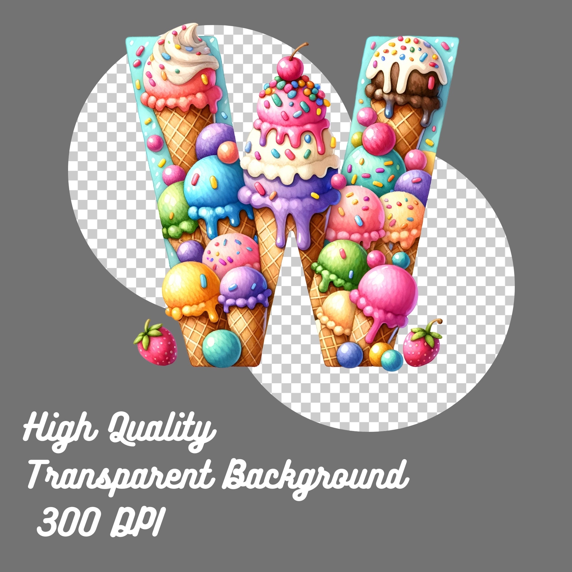 Alphabet A to Z in Ice Cream Theme, Watercolor Clipart, Cute Watercolor ...