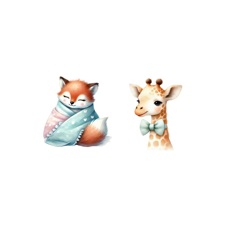 Cute Animals Watercolor Clipart, Commercial Use (PNG, 300 DPI) - Etsy