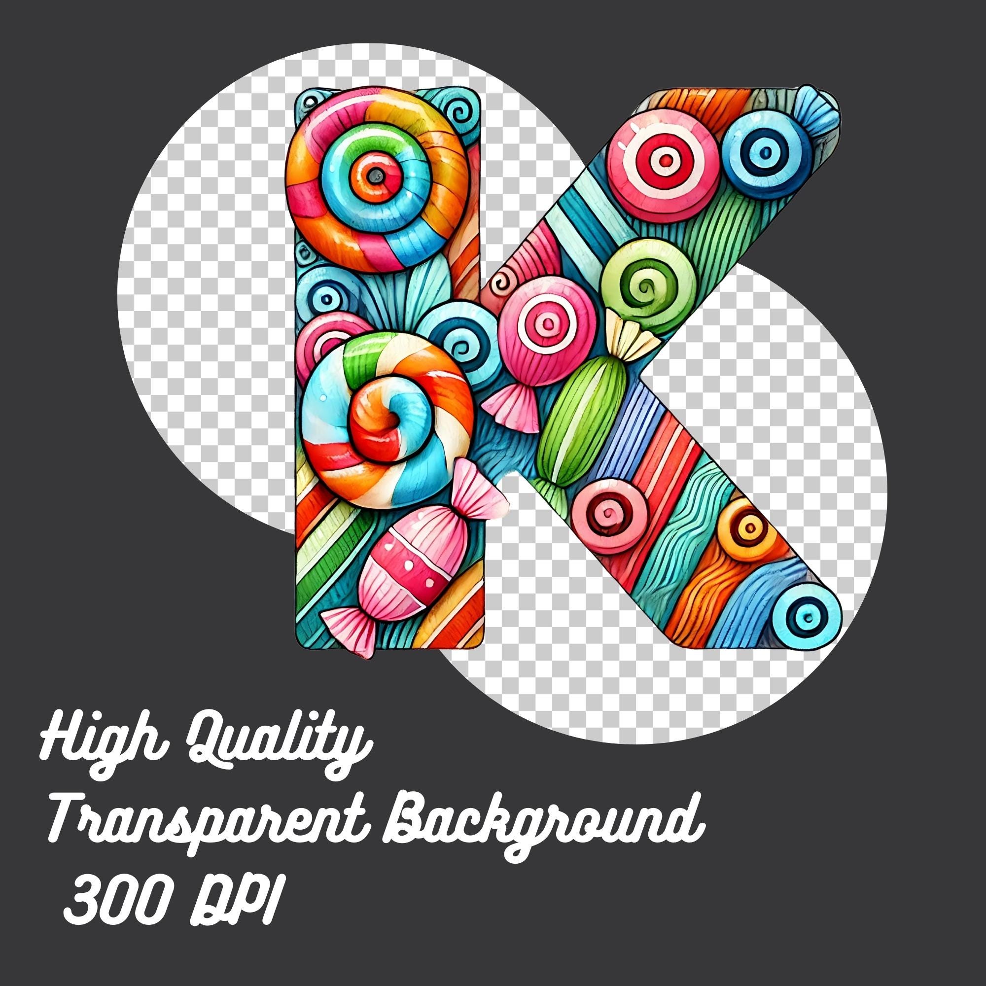 Candy Alphabet Clipart: Watercolor Letters A-Z (PNG, Commercial Use) - Etsy