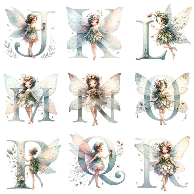 Alphabet A to Z With Fairy, Watercolor Clipart, Cute Watercolor for ...