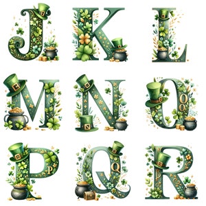 Alphabet A to Z in St. Patrick's Day Theme, Watercolor Clipart, Cute ...