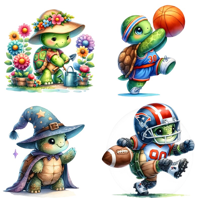 14 PNG, 300 DPI, Cute Turtle in Various Poses, Commercial Use - Etsy