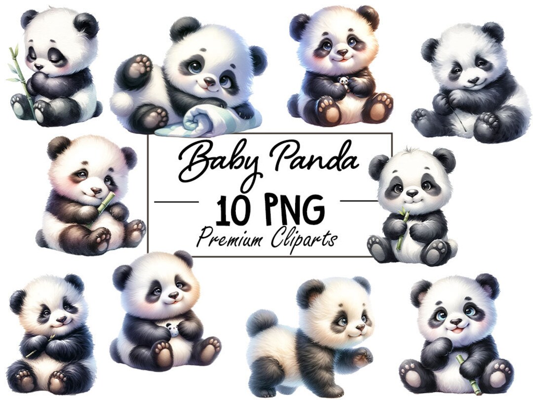 Adorable Baby Panda Collection - 10 PNG Digital Files, Instant Download ...