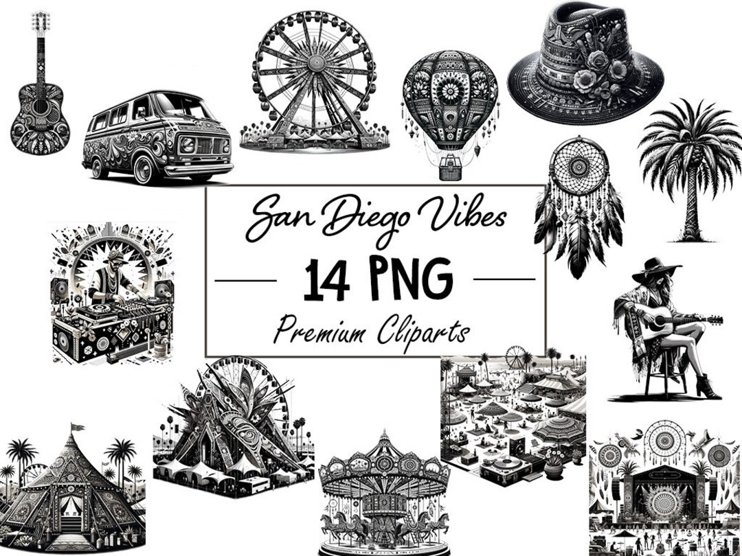 San Diego Vibes Collection - 14 PNG Digital Files, Instant Download - Etsy