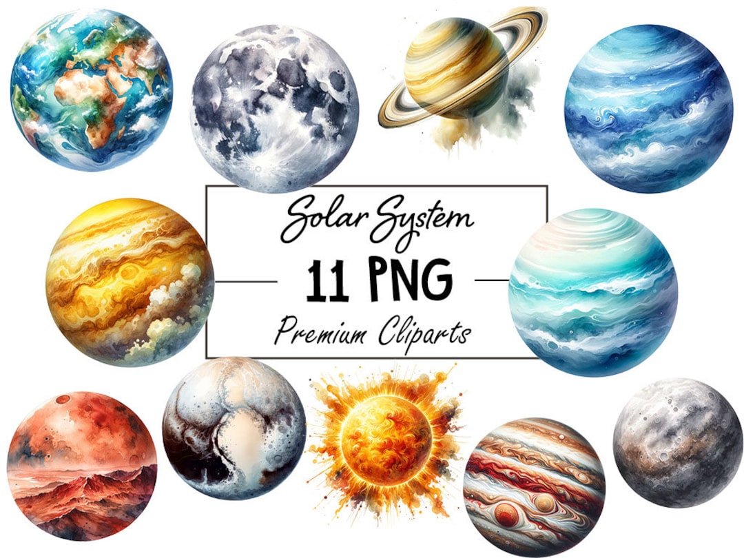 Solar System Clipart Collection - 11 PNG Files, Instant Download for ...