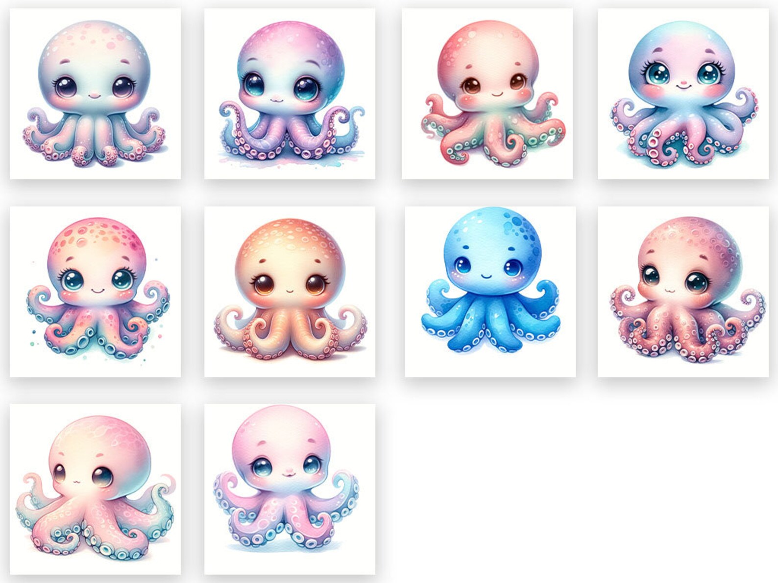 Baby Octopus Digital Clipart - 10 PNG Files for Instant Download ...
