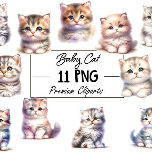 Adorable Baby Cat Clipart Collection - 11 PNG Files, Instant Download ...