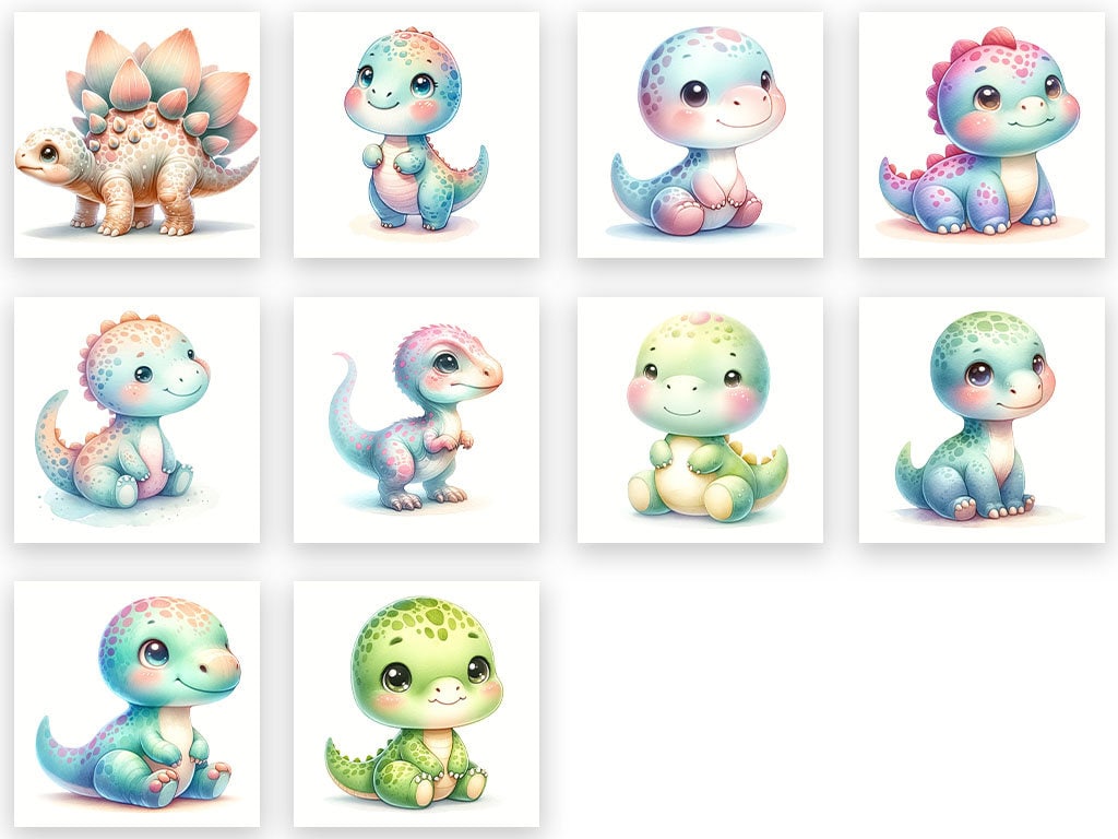 Adorable Baby Dino PNG Collection - Set of 10 Cute Dinosaur Images for ...