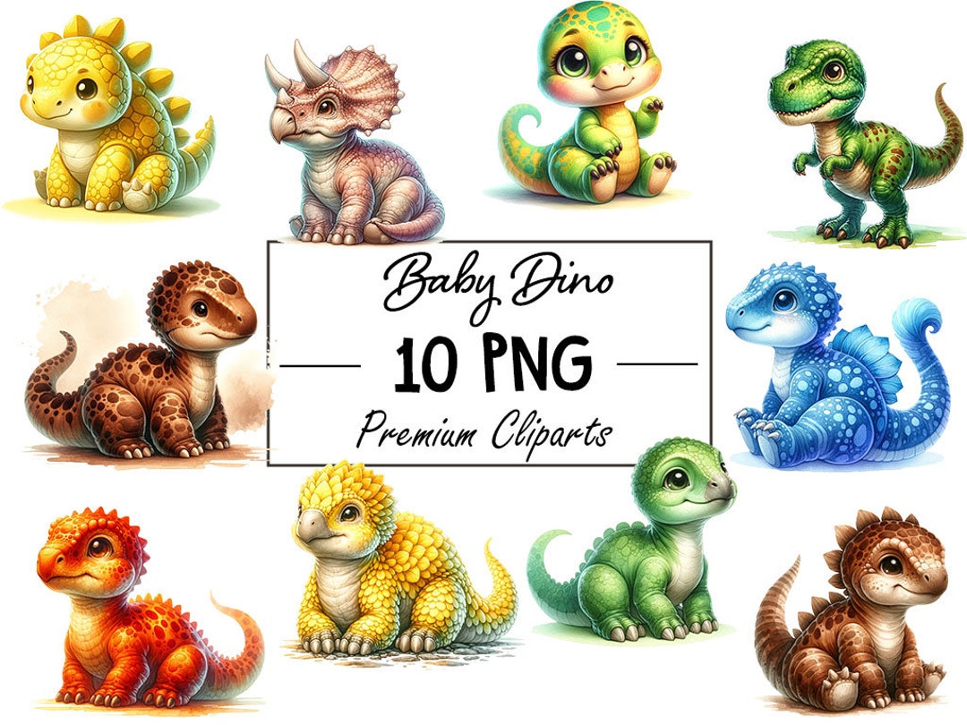 Adorable Baby Dino PNG Collection - Set of 10 Cute Dinosaur Images for ...