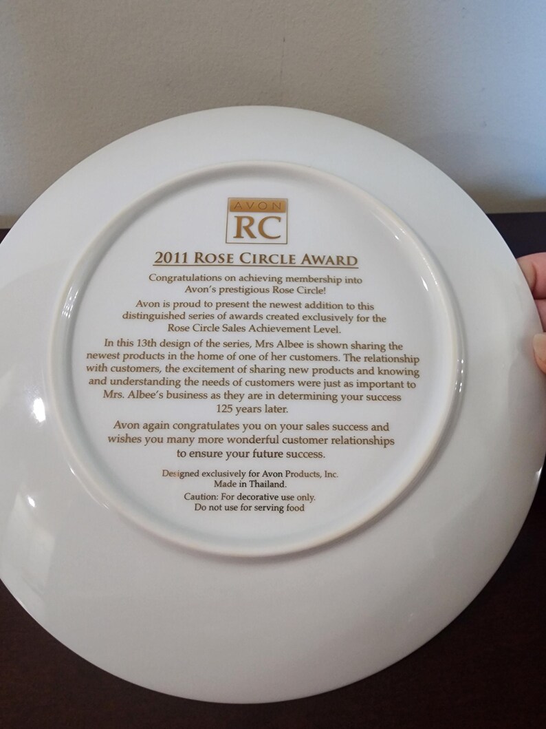 Avon Commemorative Plate Rose Circle Award 2011 - Etsy