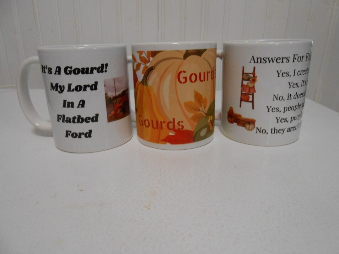 Gourd Mug Set of 3 Original Designs Gourds FAQ Gourd Artists Flatbed ...