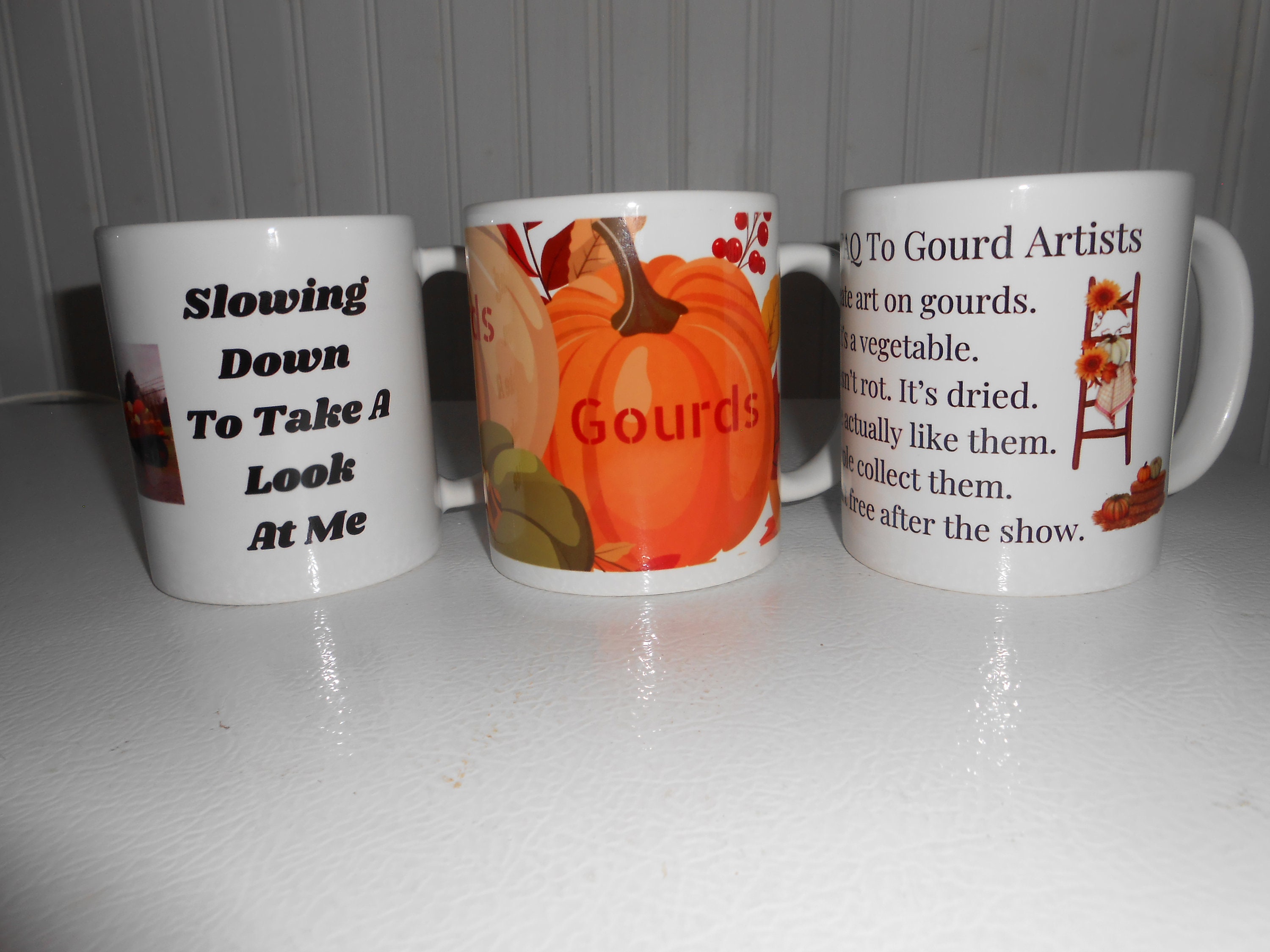 Gourd Mug Set of 3 Original Designs Gourds FAQ Gourd Artists Flatbed ...