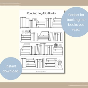TWO Printable Reading Trackers, 100 Books Reading Log and 52 Books ...