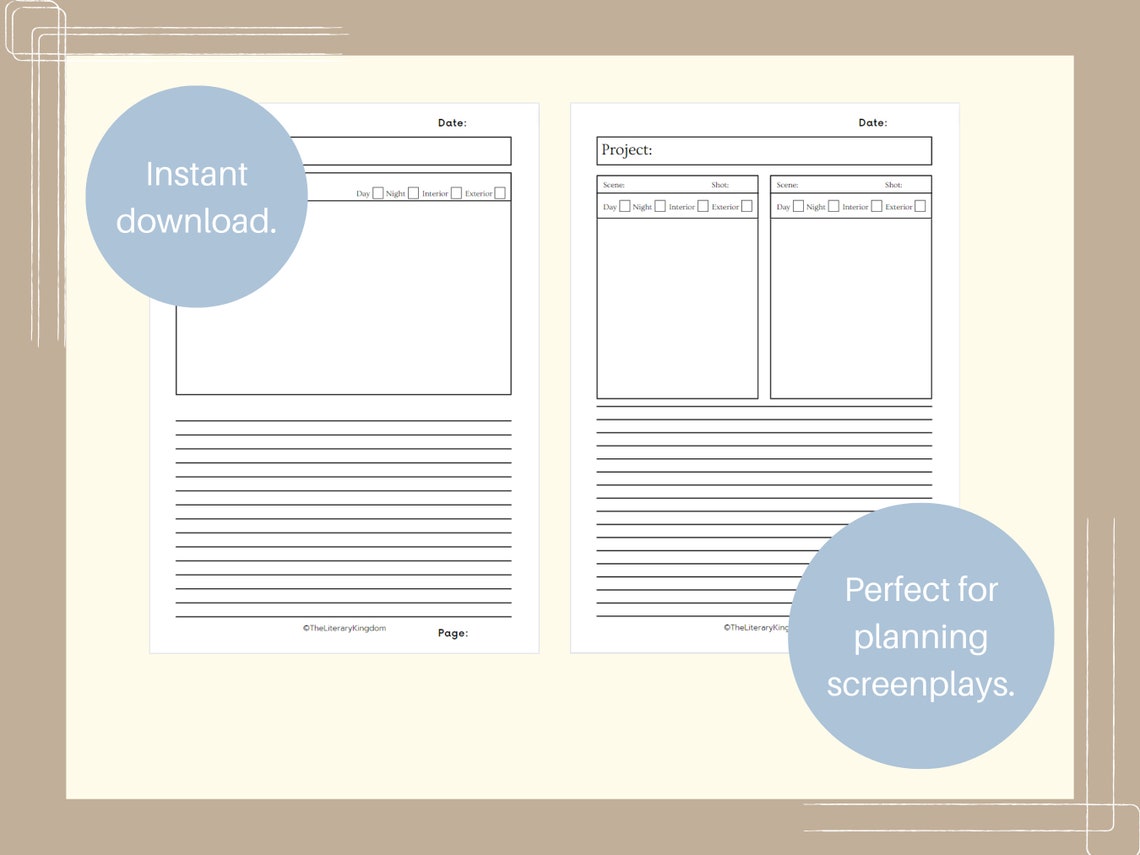 Printable Storyboard Template for Filmmakers and Screenplay Writers - Etsy