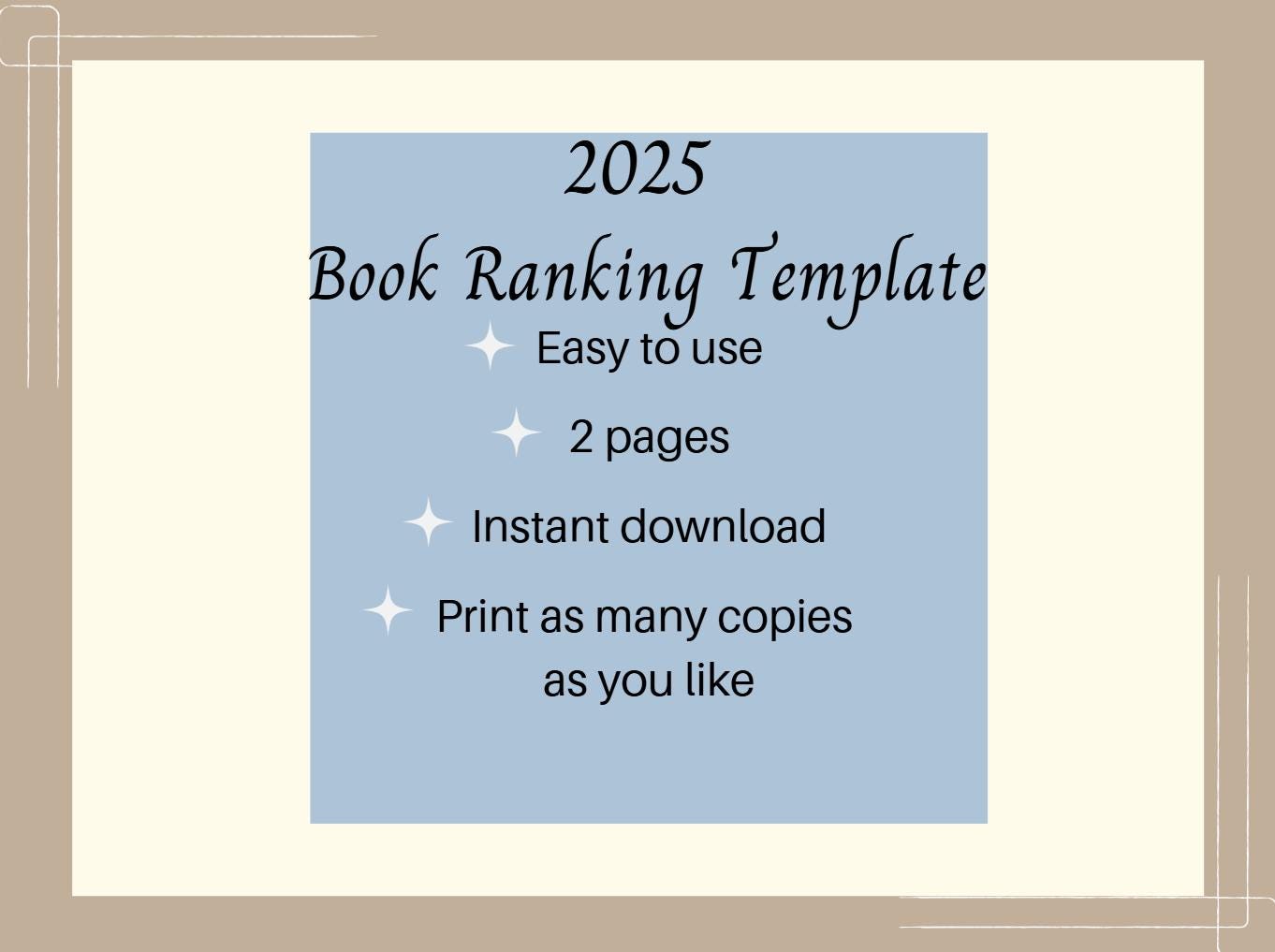 Printable 2024 Book Ranking Template, Track Your Favourite Reads - Etsy