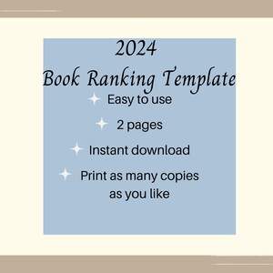 Printable 2024 Book Ranking Template, Track Your Favourite Reads - Etsy