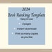 Printable 2024 Book Ranking Template, Track Your Favourite Reads - Etsy