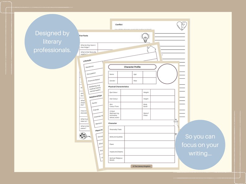 Character Profile Worksheets, Templates for Writers - Etsy
