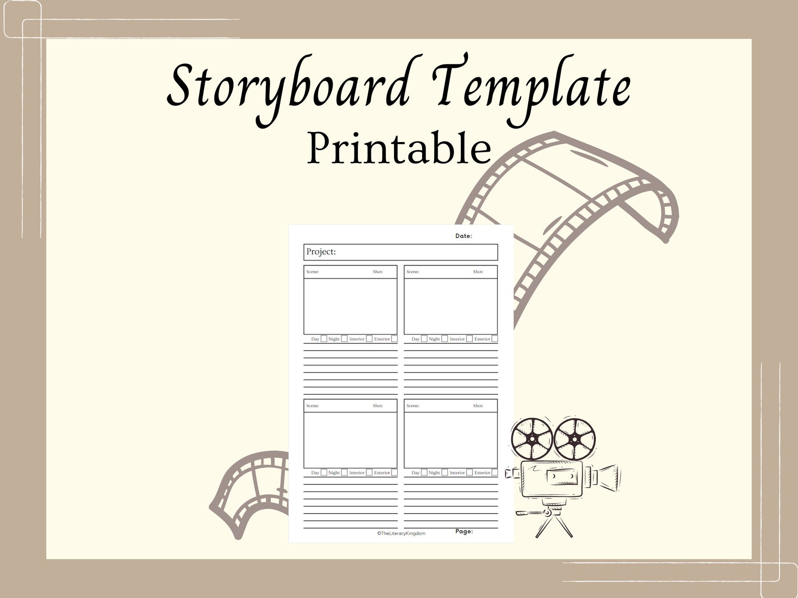 Printable Storyboard Template for Filmmakers and Screenplay Writers - Etsy