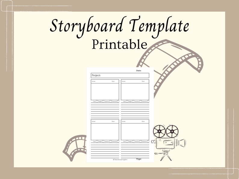 Printable Storyboard Template for Filmmakers and Screenplay Writers - Etsy
