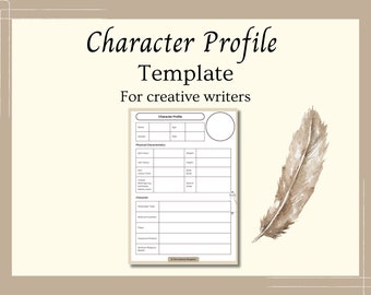 Printable Character Profile Creator for Writers, Downloadable ...