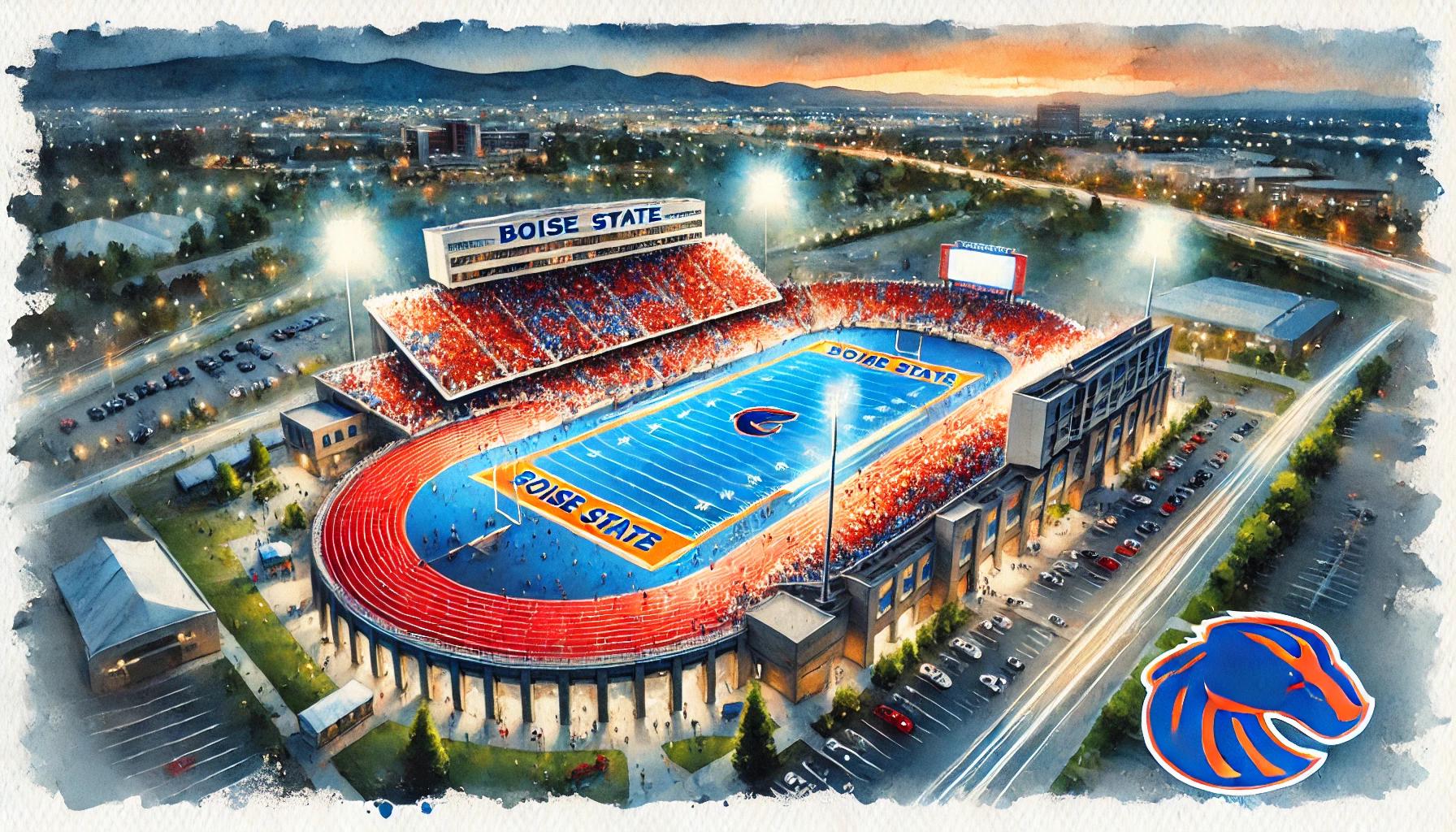 Boise State Stadium Watercolor Print Art Instant Download - Etsy