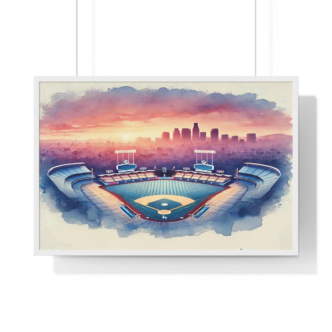 Dodger Stadium Watercolor Art Print Framed Wall Art of LA Dodger ...