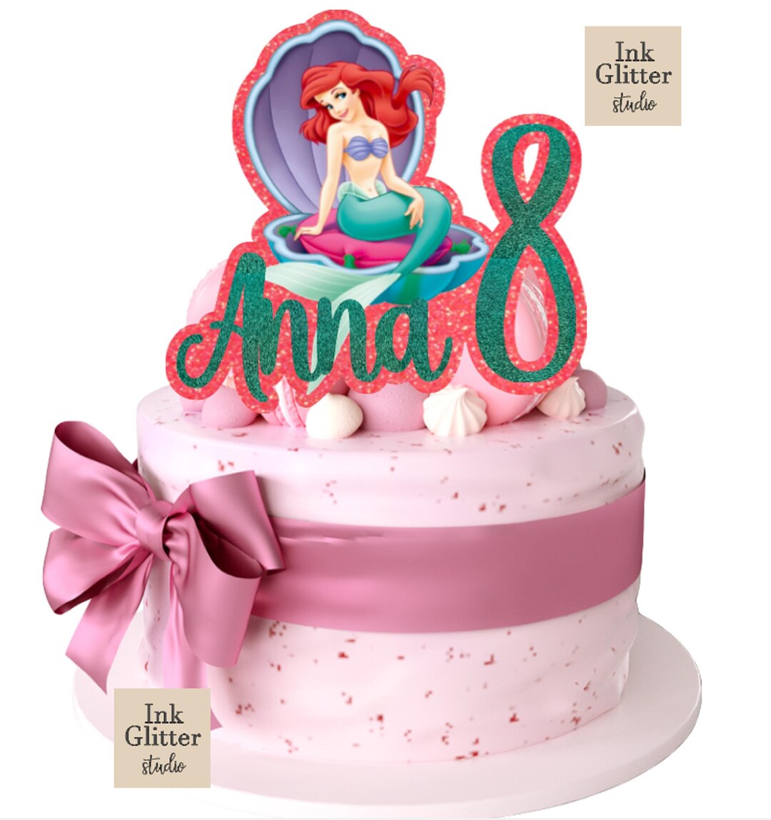 Little Mermaid Ariel Personalised Cake Topper Any Number & Name Party ...