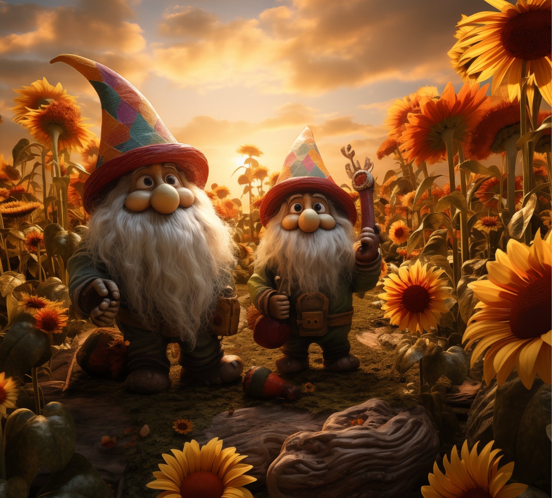 3D Boho Gnomes With Sunflowers Tumbler Wrap, 20 Oz Skinny Straight ...