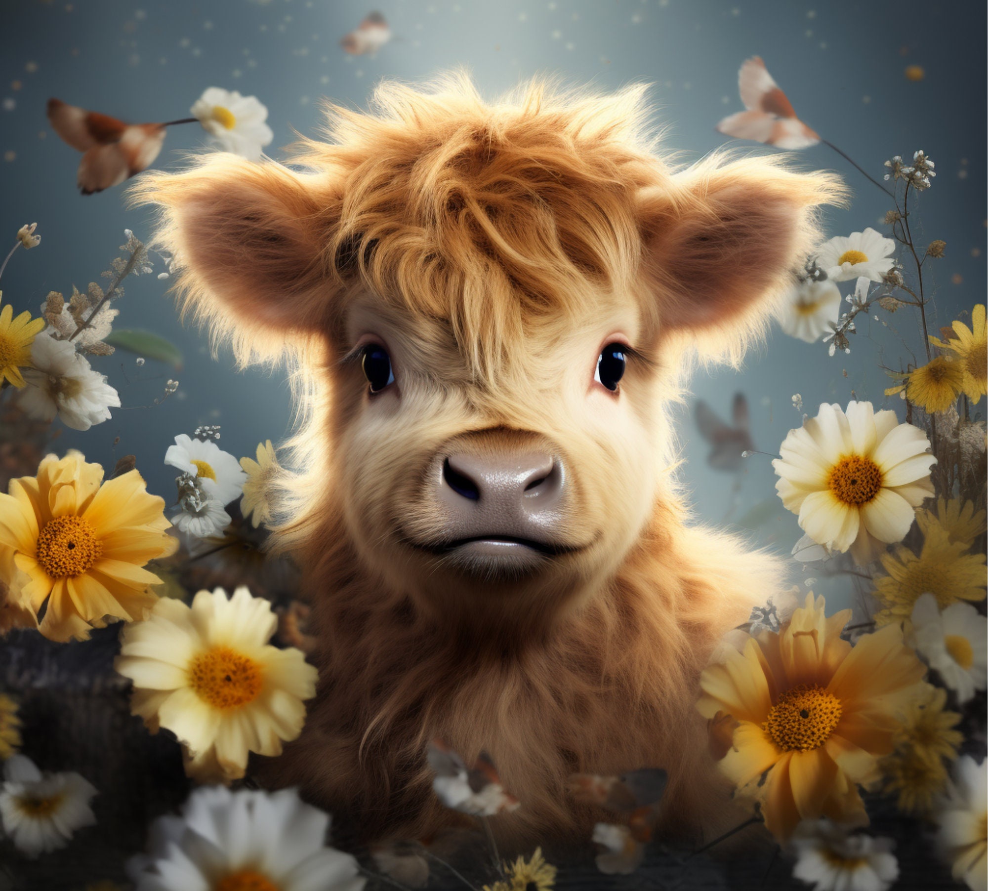 Highland Cow Assorted Flowers Tumbler Wrap, 20 Oz Skinny Straight ...