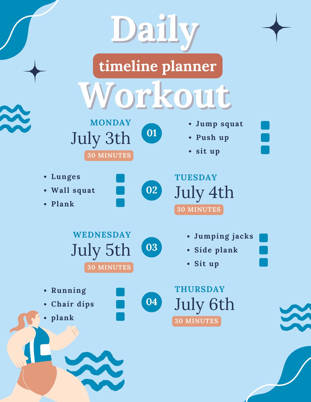Daily Workout and Fitness Planner: Fully Customizable Digital Download ...