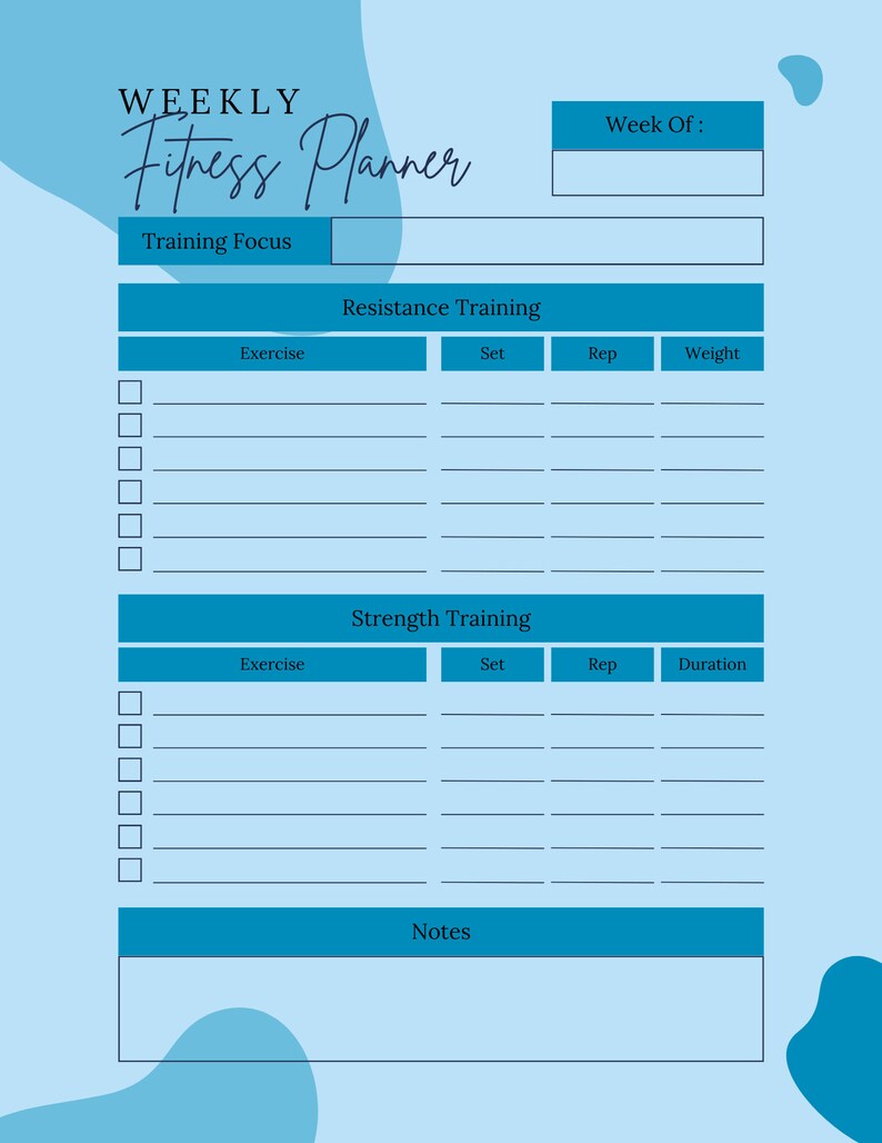 Daily Workout and Fitness Planner: Fully Customizable Digital Download ...