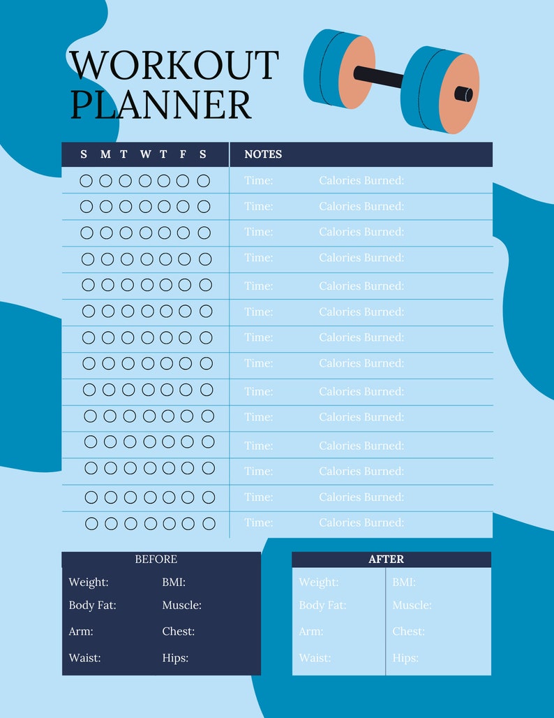 Daily Workout and Fitness Planner: Fully Customizable Digital Download ...