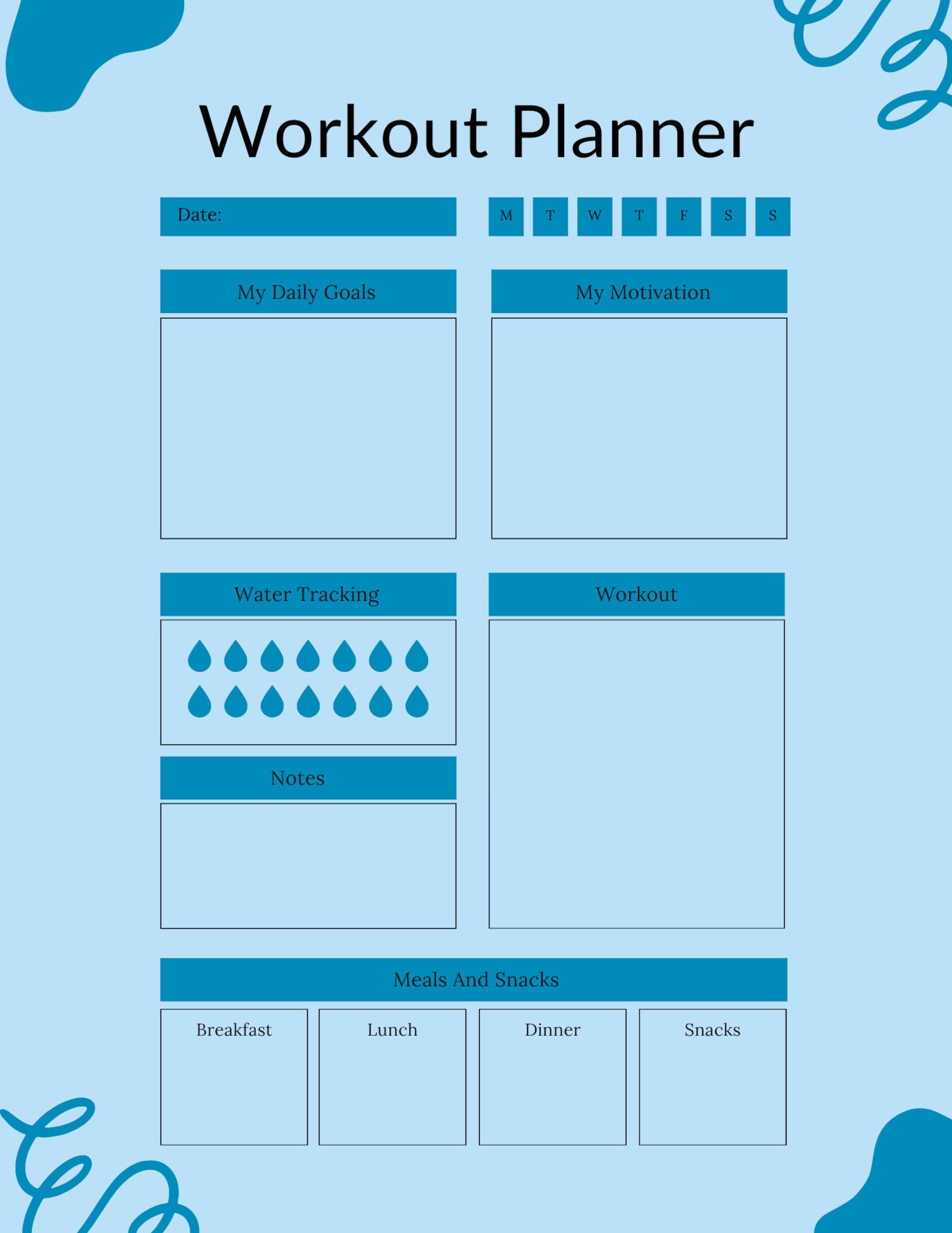 Daily Workout and Fitness Planner: Fully Customizable Digital Download ...
