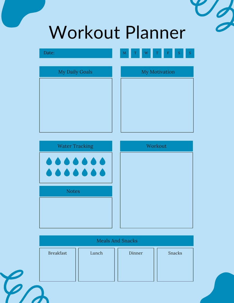 Daily Workout and Fitness Planner: Fully Customizable Digital Download ...