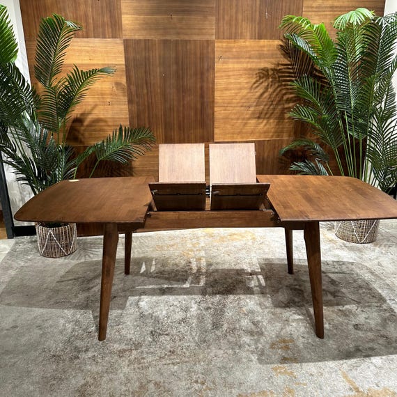 576981 Rectangle Extendable Dining Table With 2 Leaves Seats 6 8 Wood Kitchen Table Extending Wood Table Etsy
