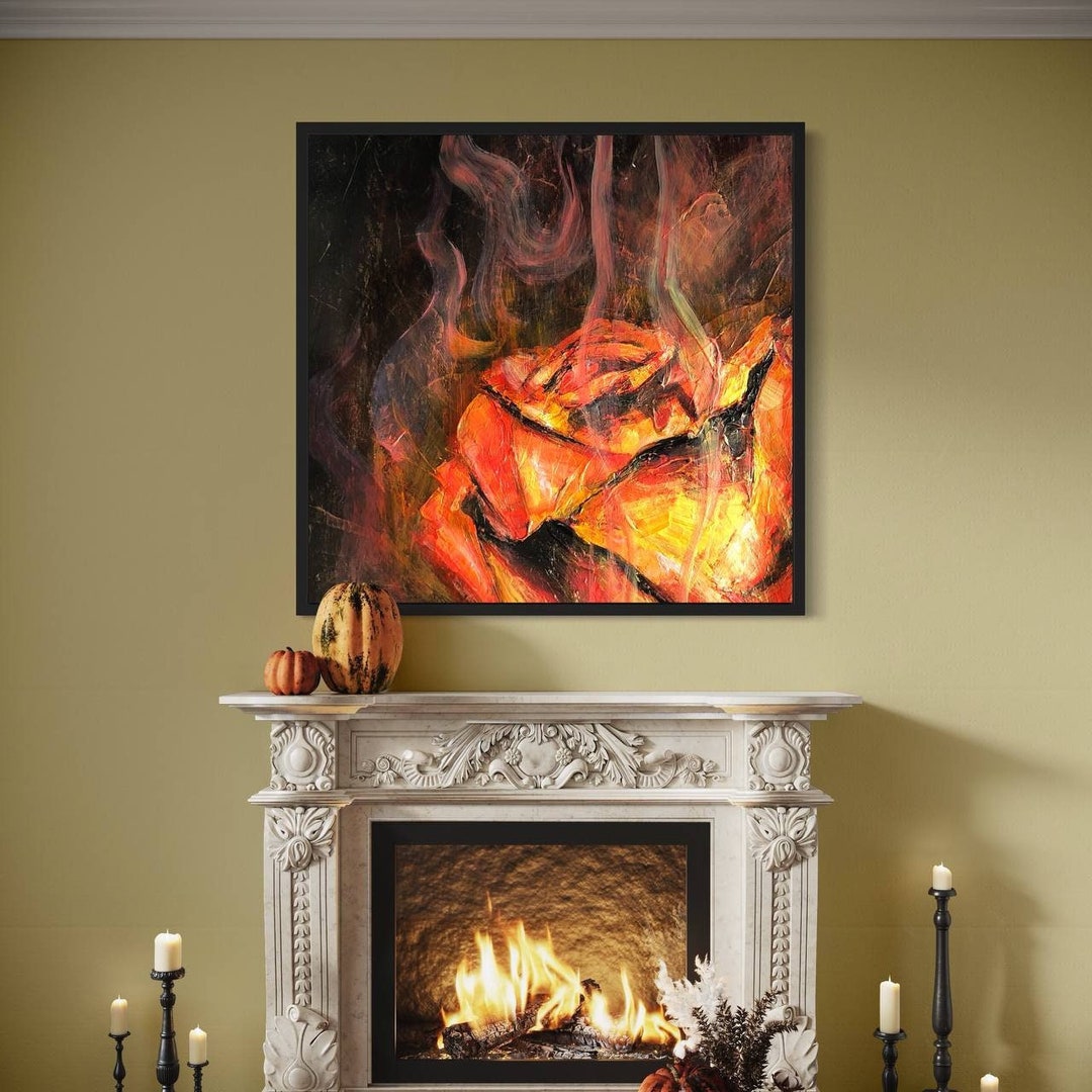 Abstract Painting "fire Rose" on Canvas Handmade Wall Art - Etsy